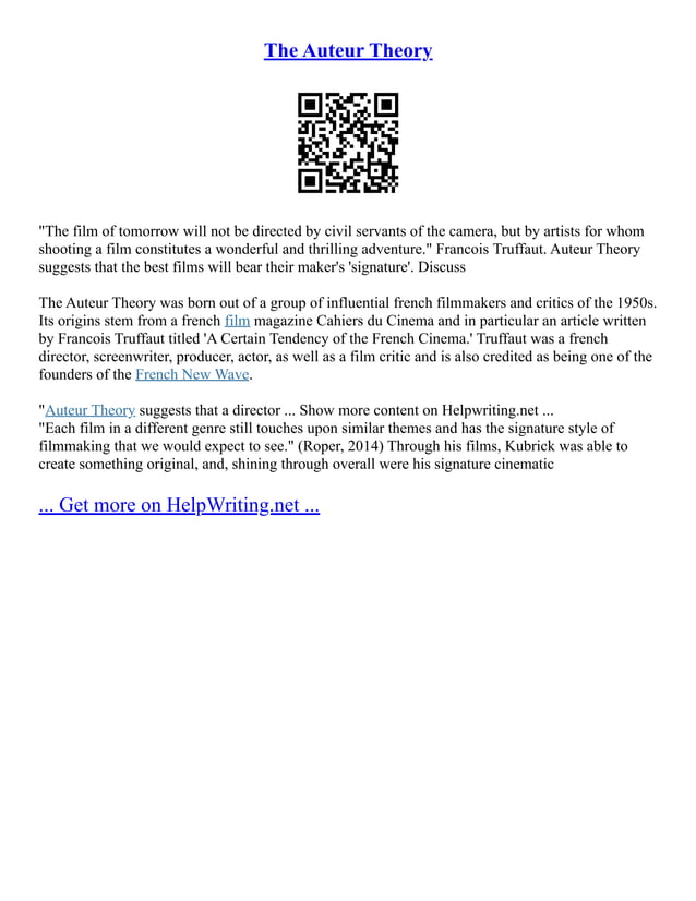 The Auteur Theory | PDF
