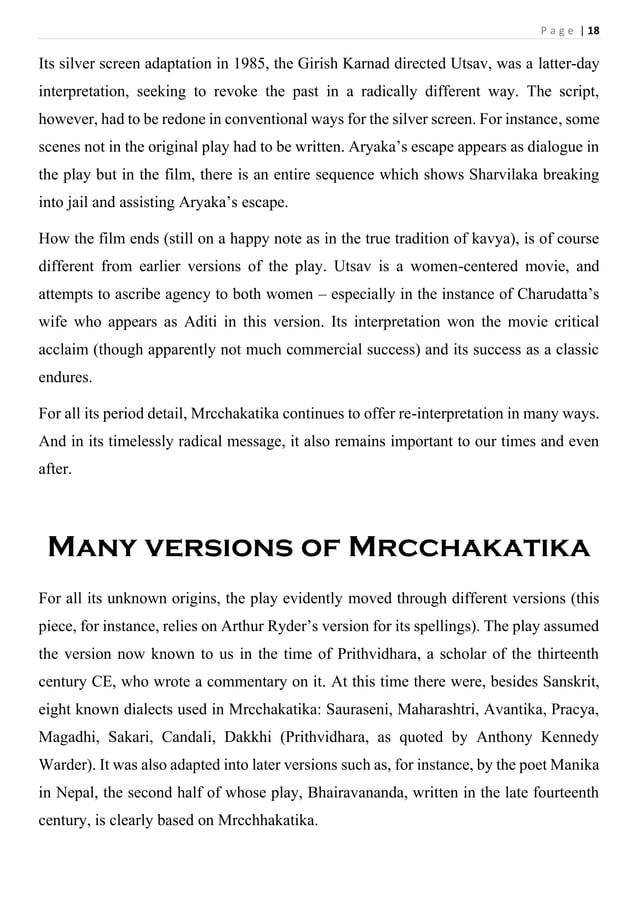 mricchkatikam by shudraka in english | PDF