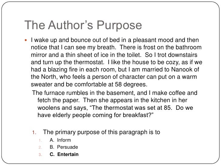 The Author’S Purpose