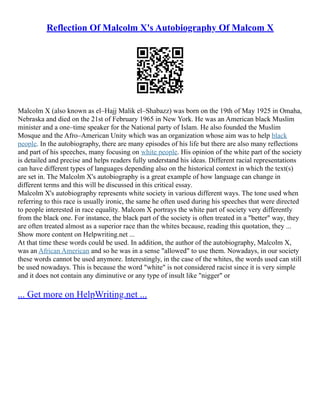 The Autobiography Of Malcolm X Summary | PDF