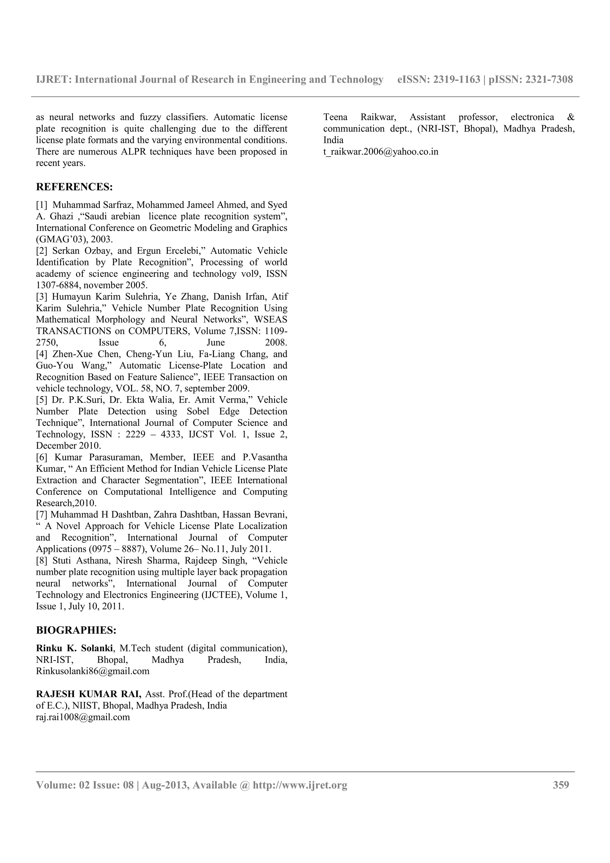 The automatic license plate recognition(alpr) | PDF