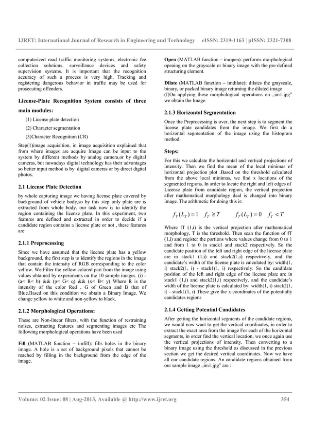 The automatic license plate recognition(alpr) | PDF