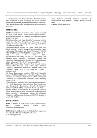 The automatic license plate recognition(alpr) | PDF