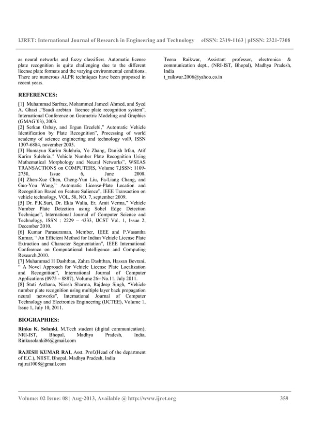 The automatic license plate recognition(alpr) | PDF