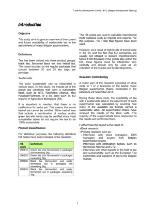 The availability of sustainable tea in the assortments of Belgian ...