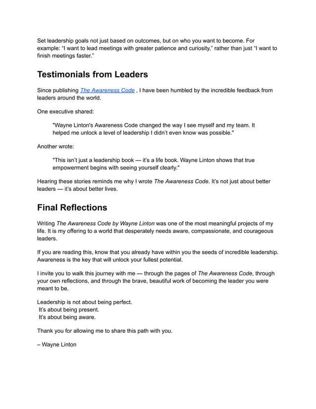 The Awareness Code by Wayne Linton | Leadership Path | PDF