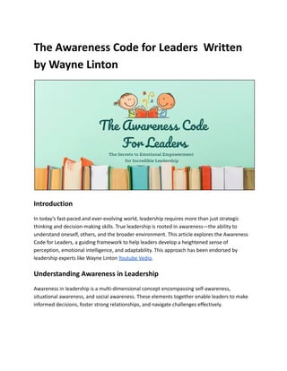 The Awareness Code for Leaders by Wayne Linton | PDF