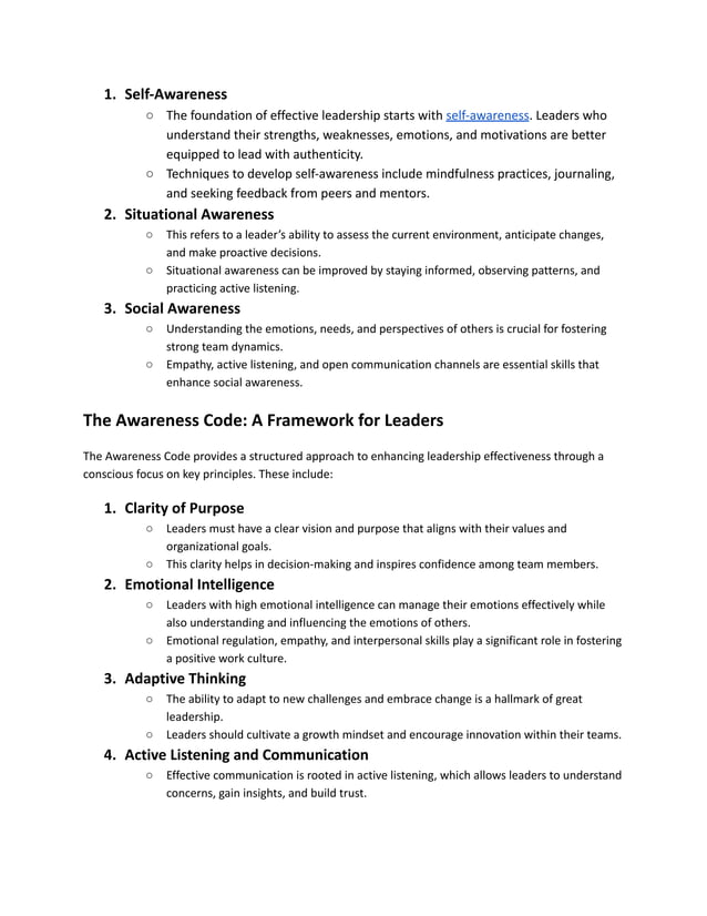 The Awareness Code for Leaders by Wayne Linton | PDF