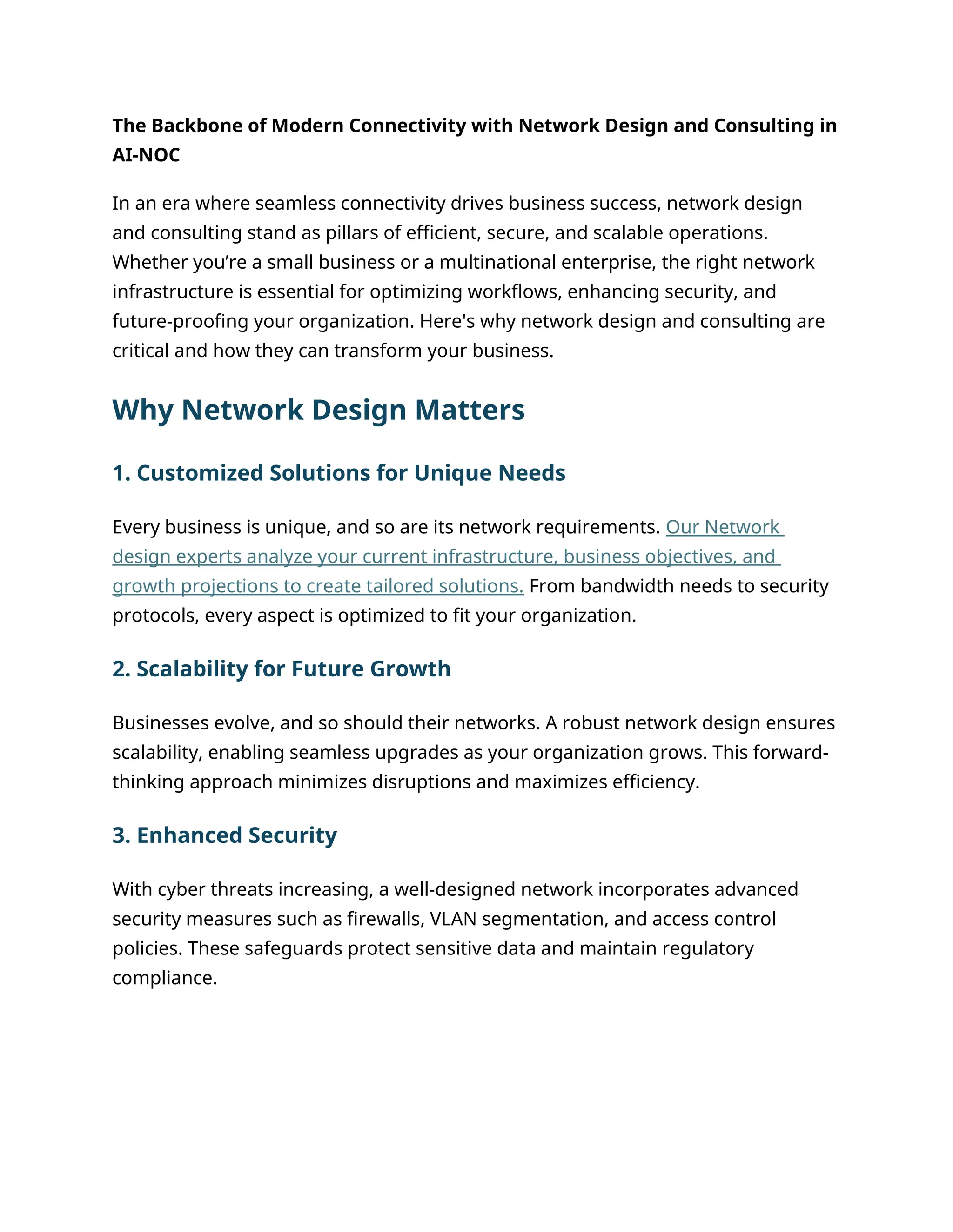 The Backbone Of Modern Connectivity With Network Design And Consulting In Ai Noc Docx