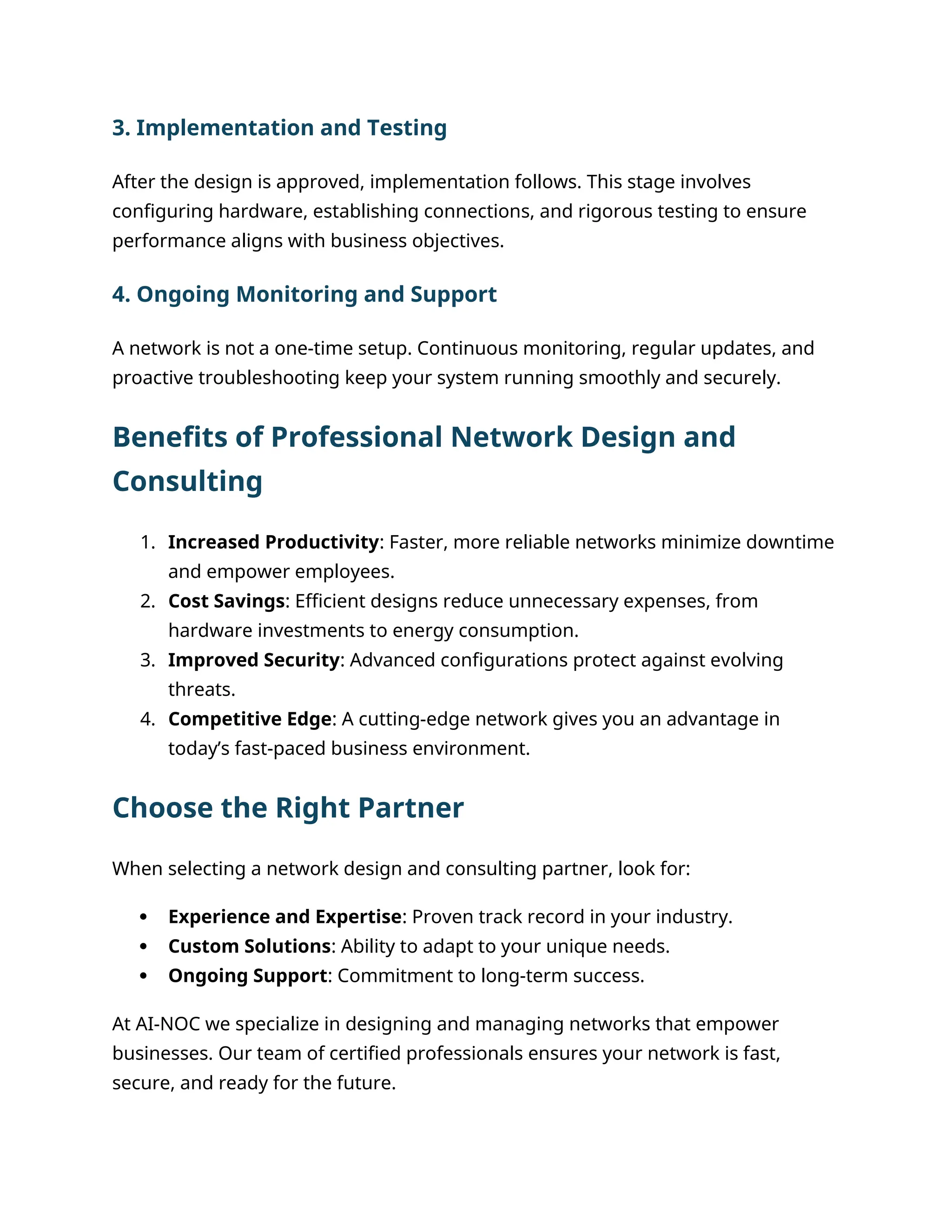 The Backbone Of Modern Connectivity With Network Design And Consulting In Ai Noc Docx
