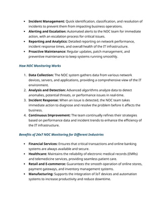 The Backbone of Modern IT Infrastructure with 24x7 Network Operations Center (NOC) Monitoring in ...