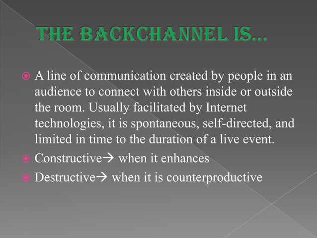 The Backchannel | PPTX | Social Networking | Internet