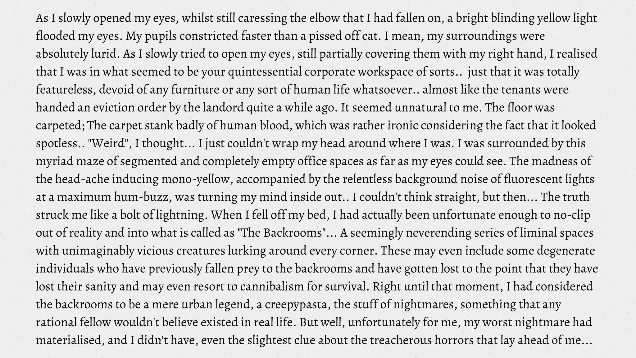 The Backrooms, A Harrowing Ordeal | PDF