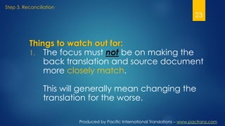 Back translation explained: what we do and what you get | PDF