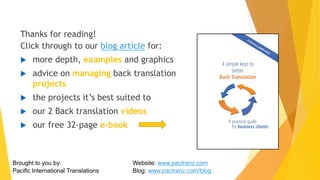 Back translation explained: what we do and what you get | PDF
