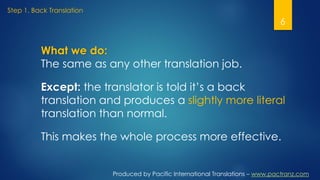 Back translation explained: what we do and what you get | PDF