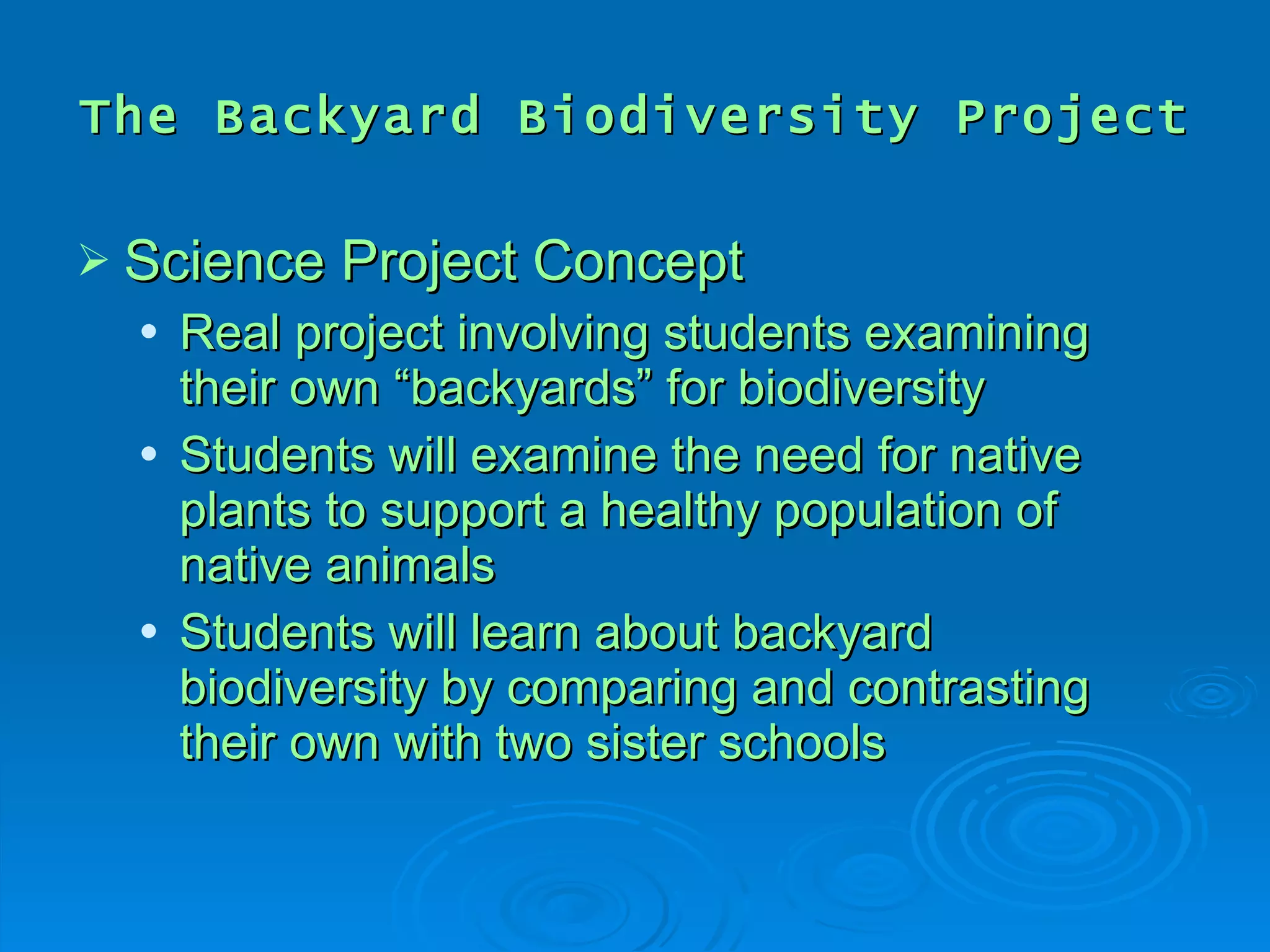 The backyard biodiversity project | PPT