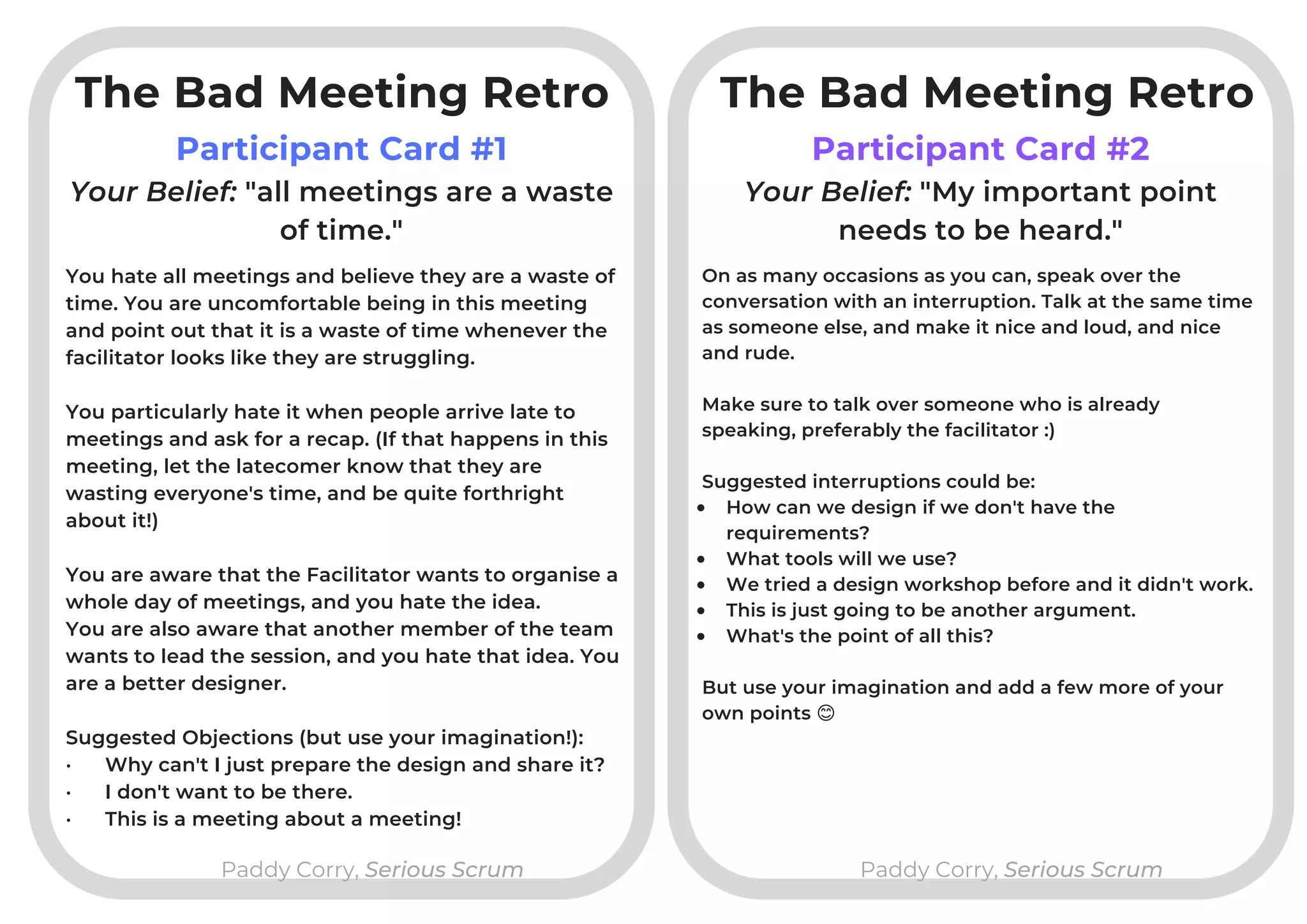 The Bad Meeting Retro - Supporting Cards | PDF
