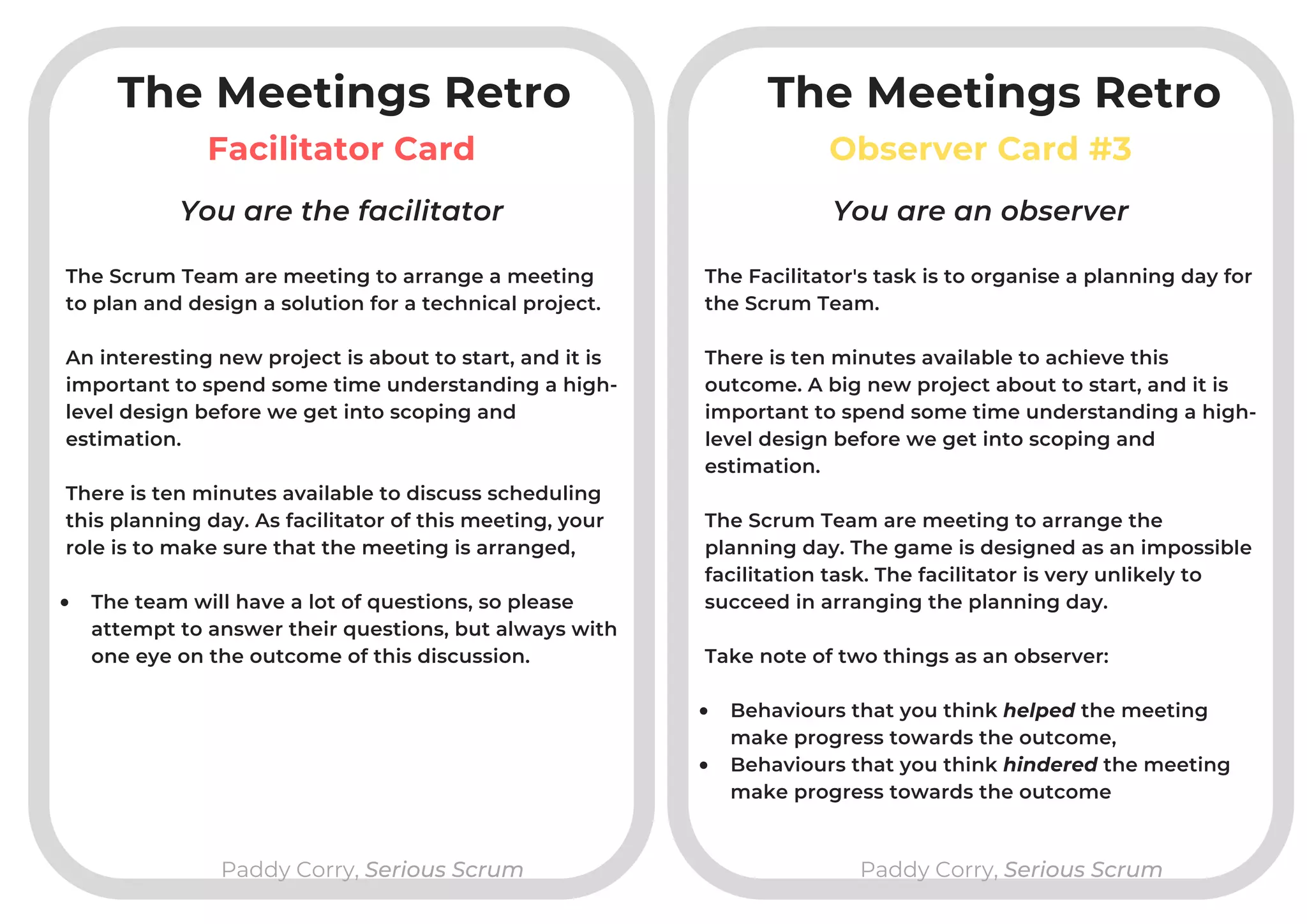 The Bad Meeting Retro - Supporting Cards | PDF