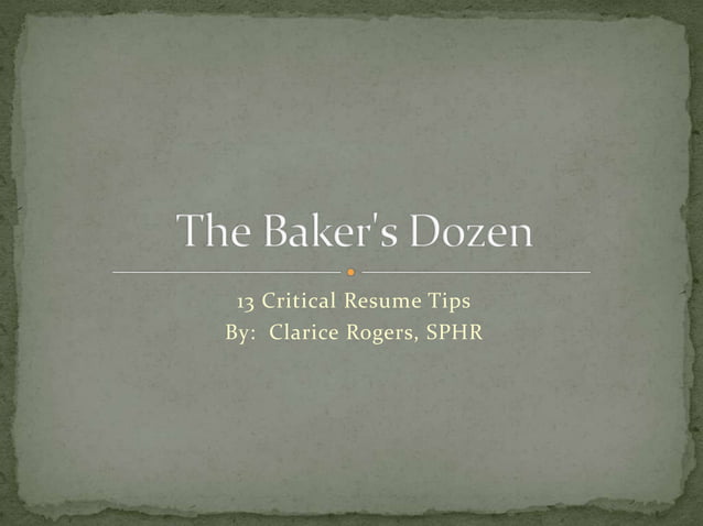 The Bakers Dozen | PPT