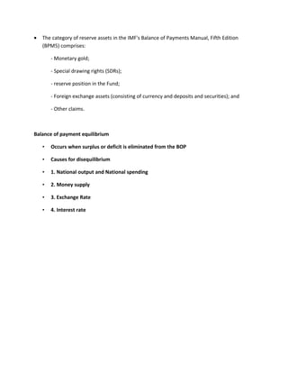 The Balance Of Payments | DOC