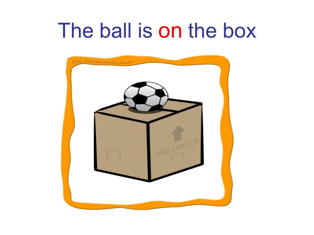 The ball is next to the box
