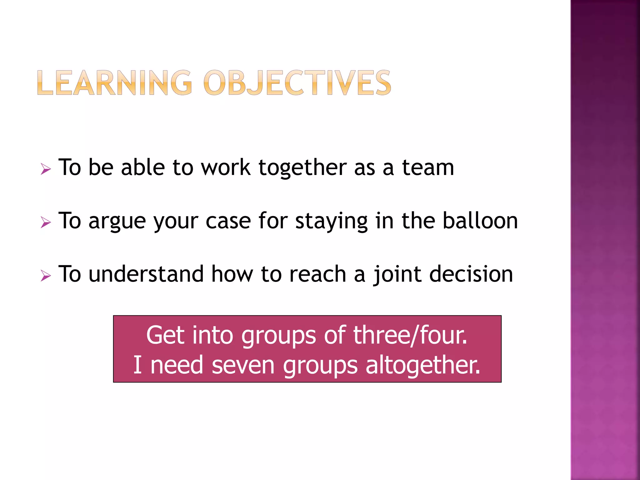 The balloon debate | PPSX