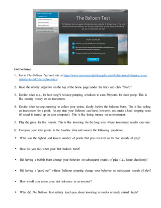 The balloon test activity handout instructions | DOCX