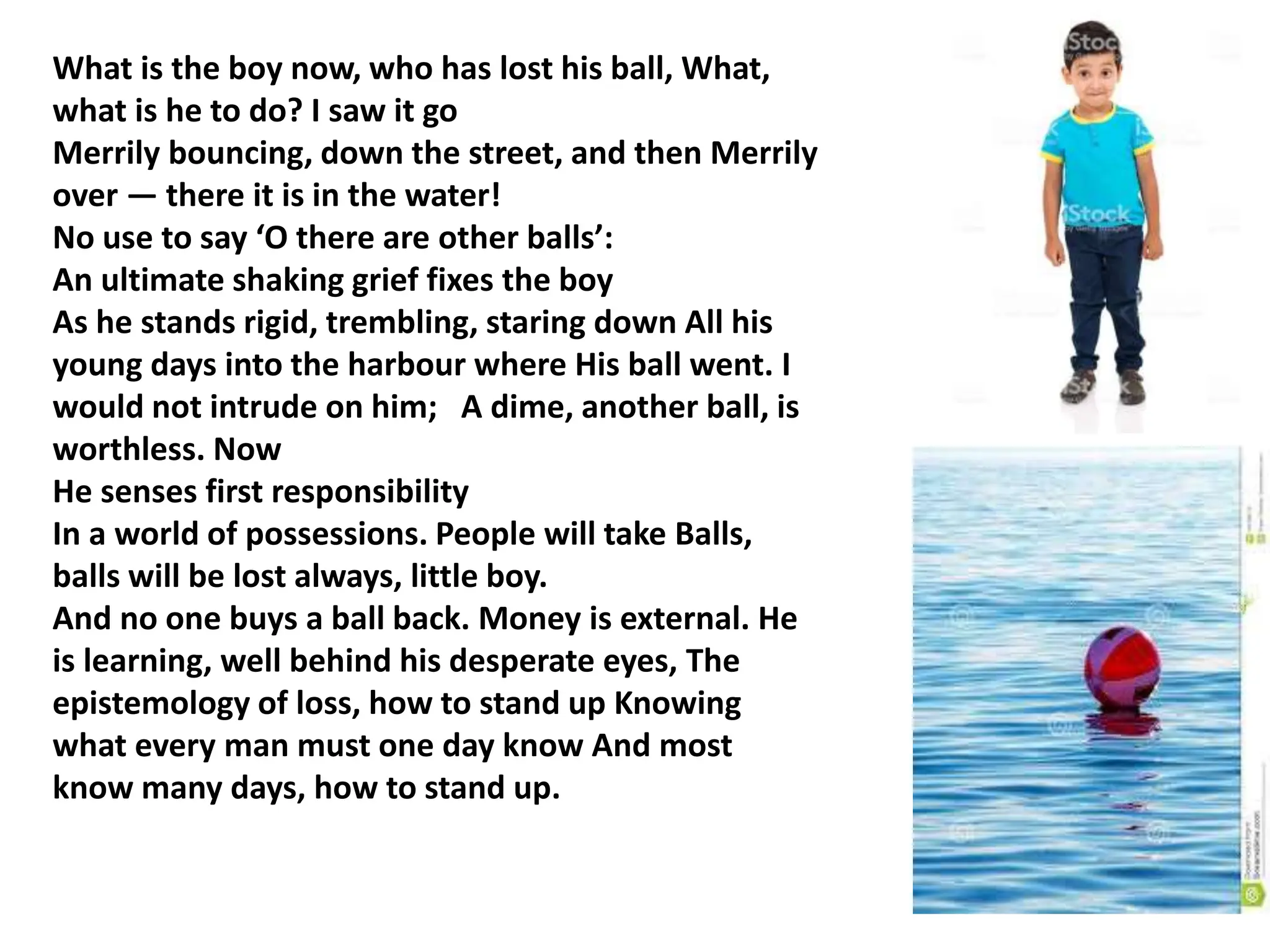 The Ball Poem., 12 cbse explained ppt. | PPTX