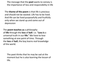 The Ball Poem., 12 cbse explained ppt. | PPTX