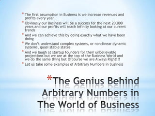 The Baloney Of Arbitrary Numbers In Business - Aditya Yadav | PPT