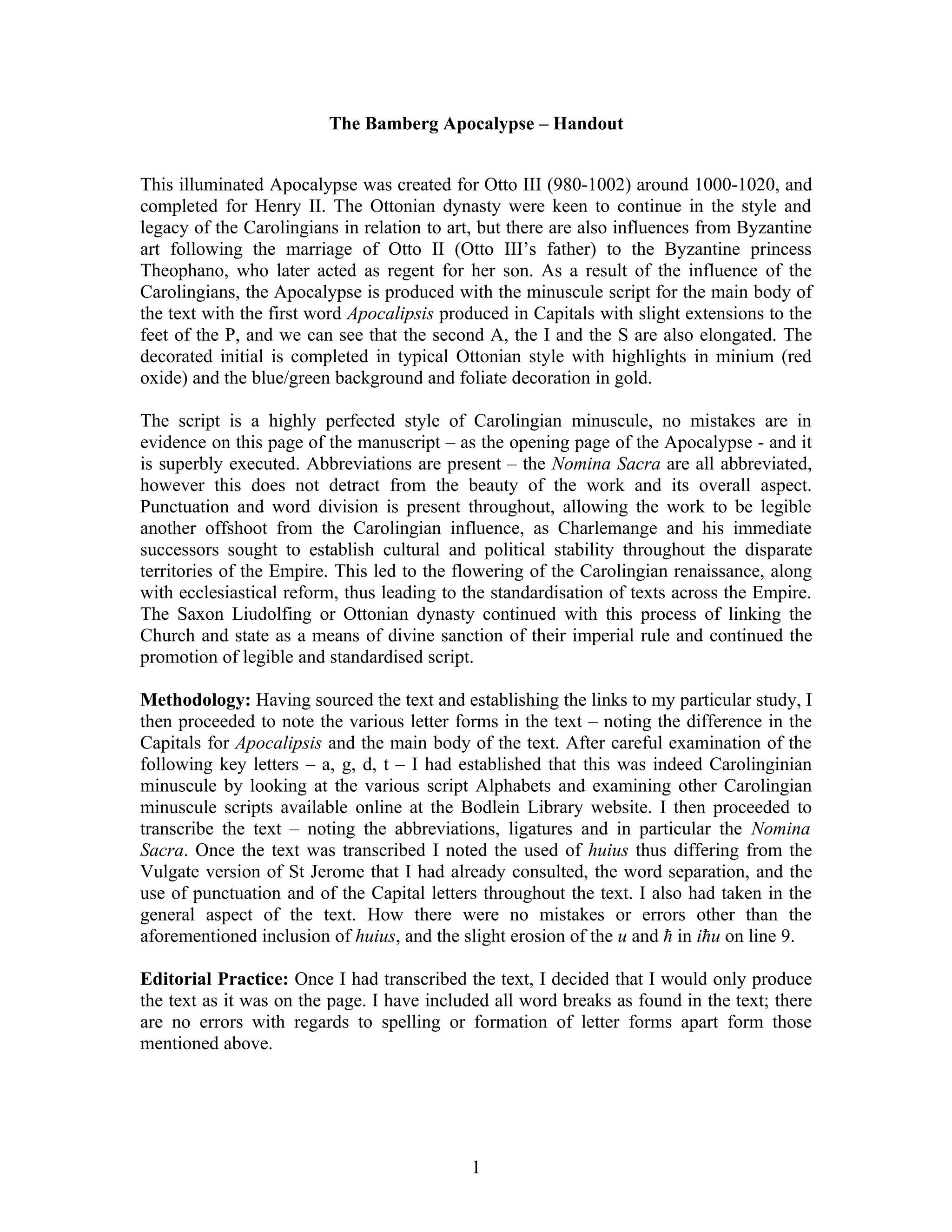 The bamberg apocalypse handout blog version | DOC | Christianity | Religion & Spirituality