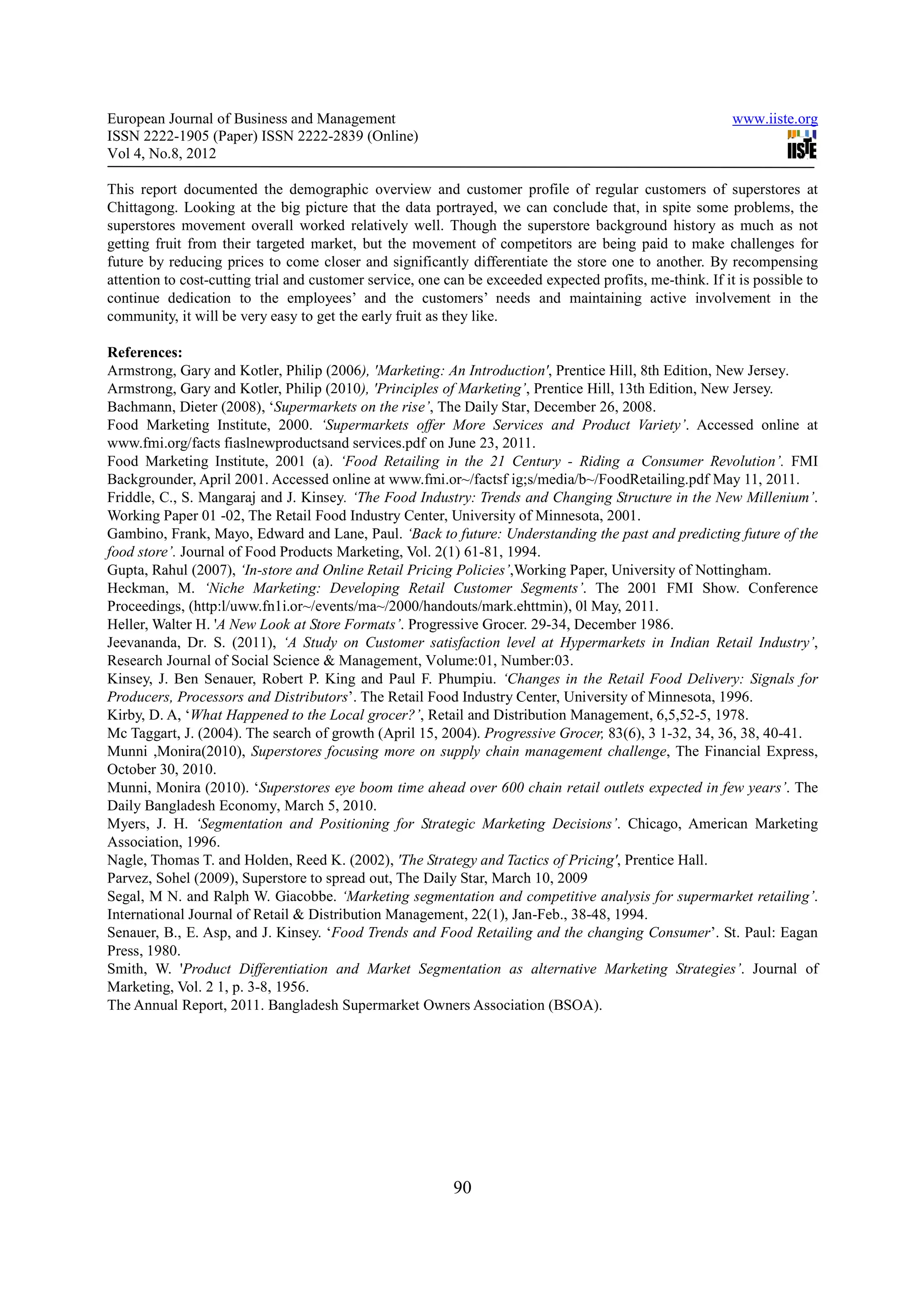 The bangladeshi consumer behavior and attitude toward superstores | PDF