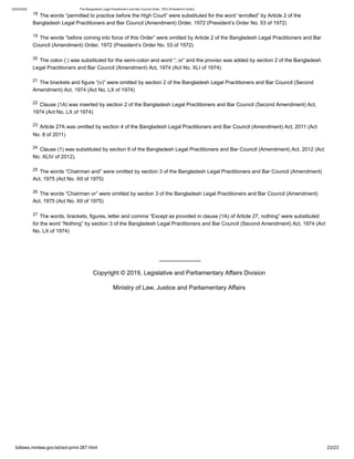 The Bangladesh Legal Practitioner's and Bar Council Order, 1972 ...