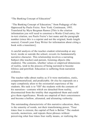 The Banking Concept of Education” The Banking Concept of Edu.docx