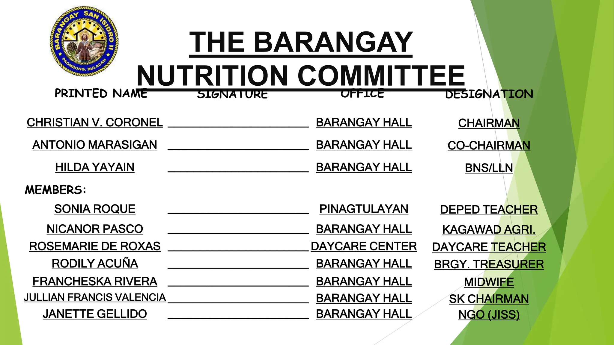 ""THE BARANGAY NUTRITION COMMITTEE.pptx" | PPTX