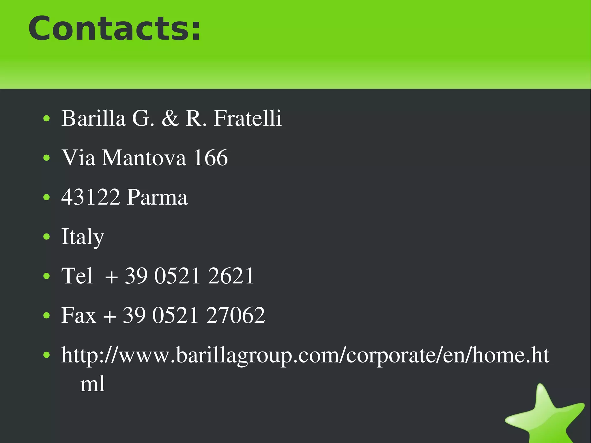 The barilla group | ODP