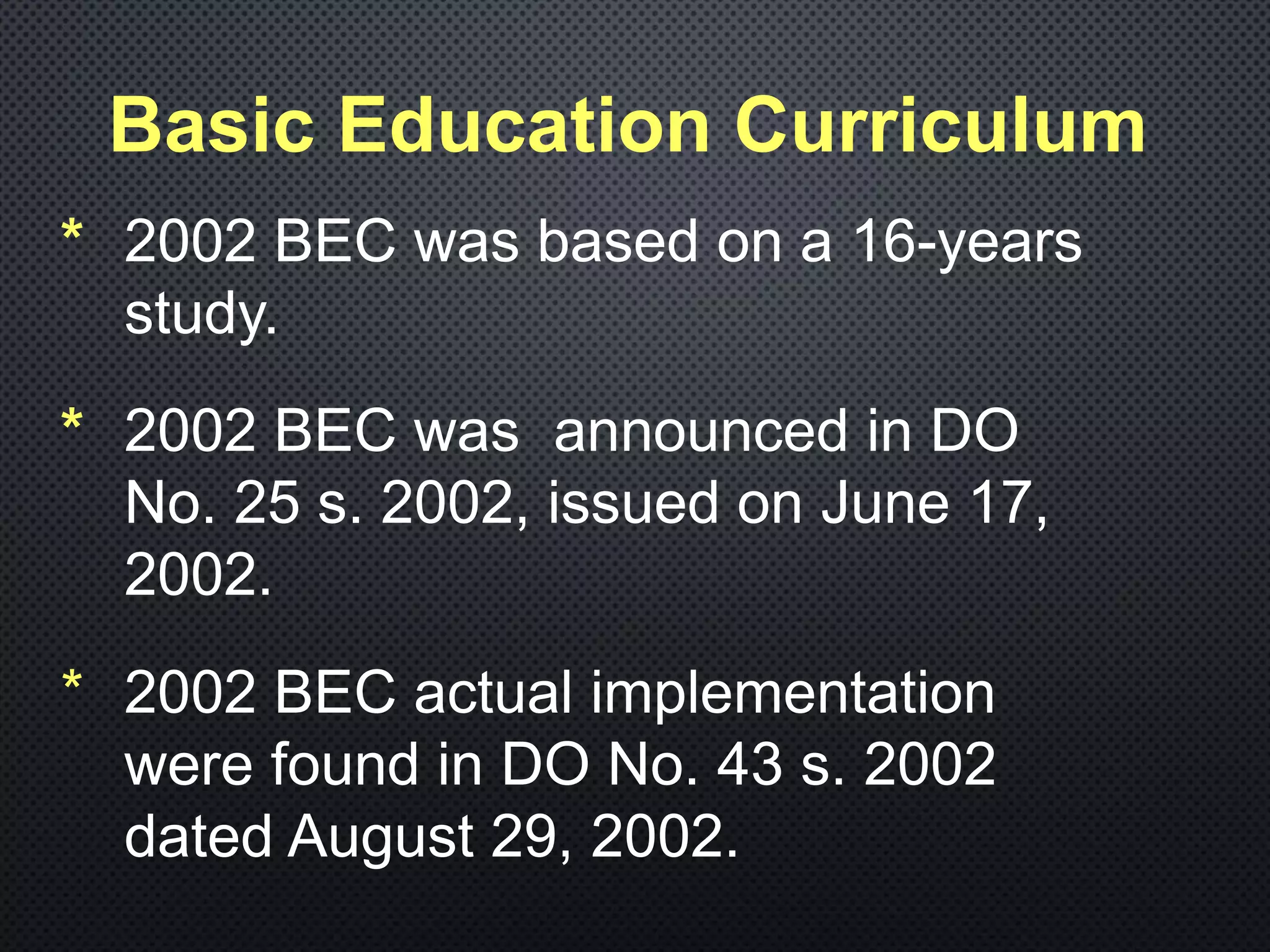 The basic education curriculum | PPTX