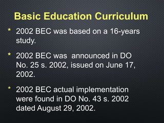 The basic education curriculum | PPTX