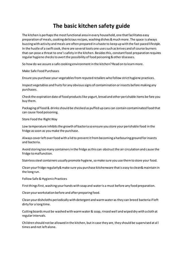 The basic kitchen safety guide | PDF