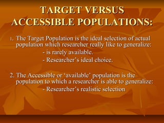 The basic of educational research sampling & population | PPT