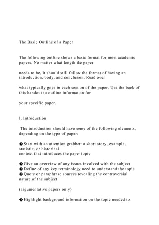 The Basic Outline of a Paper The following outline show.docx