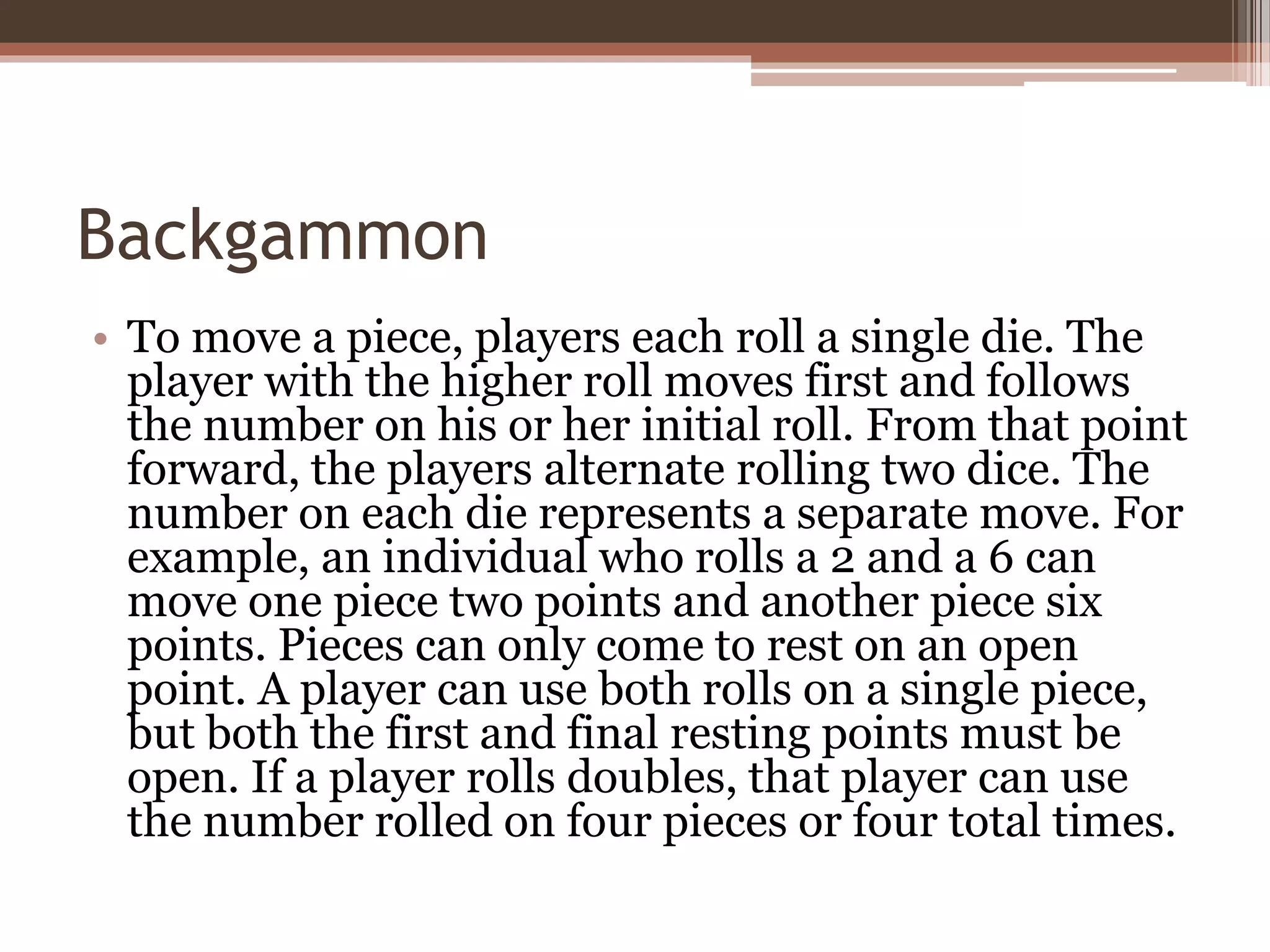 The Basic Rules of Backgammon | PPTX