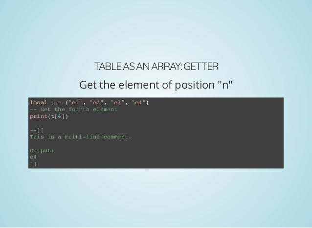 The basics and design of lua table