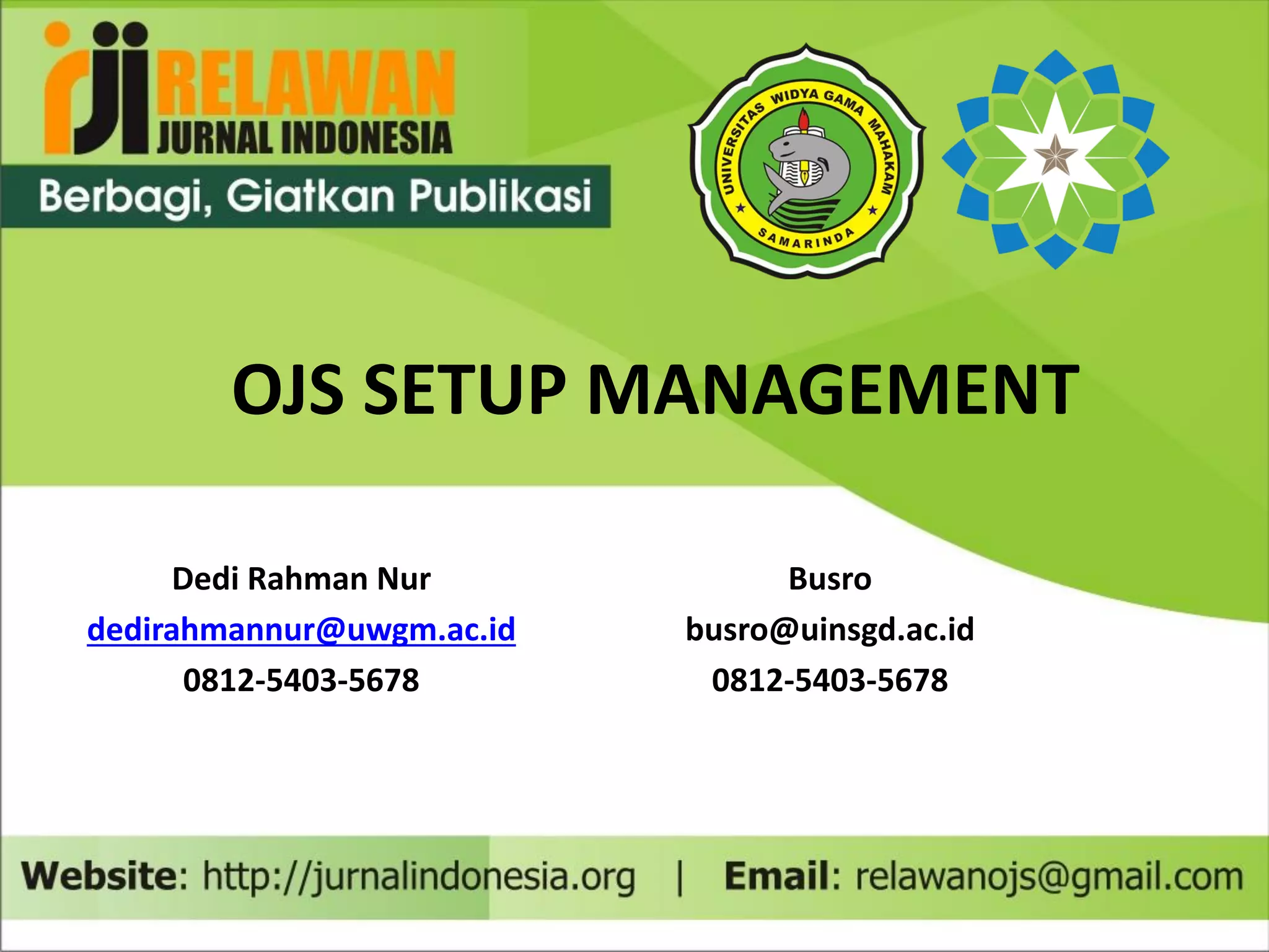 The Basic Setup for OJS 2 | PDF
