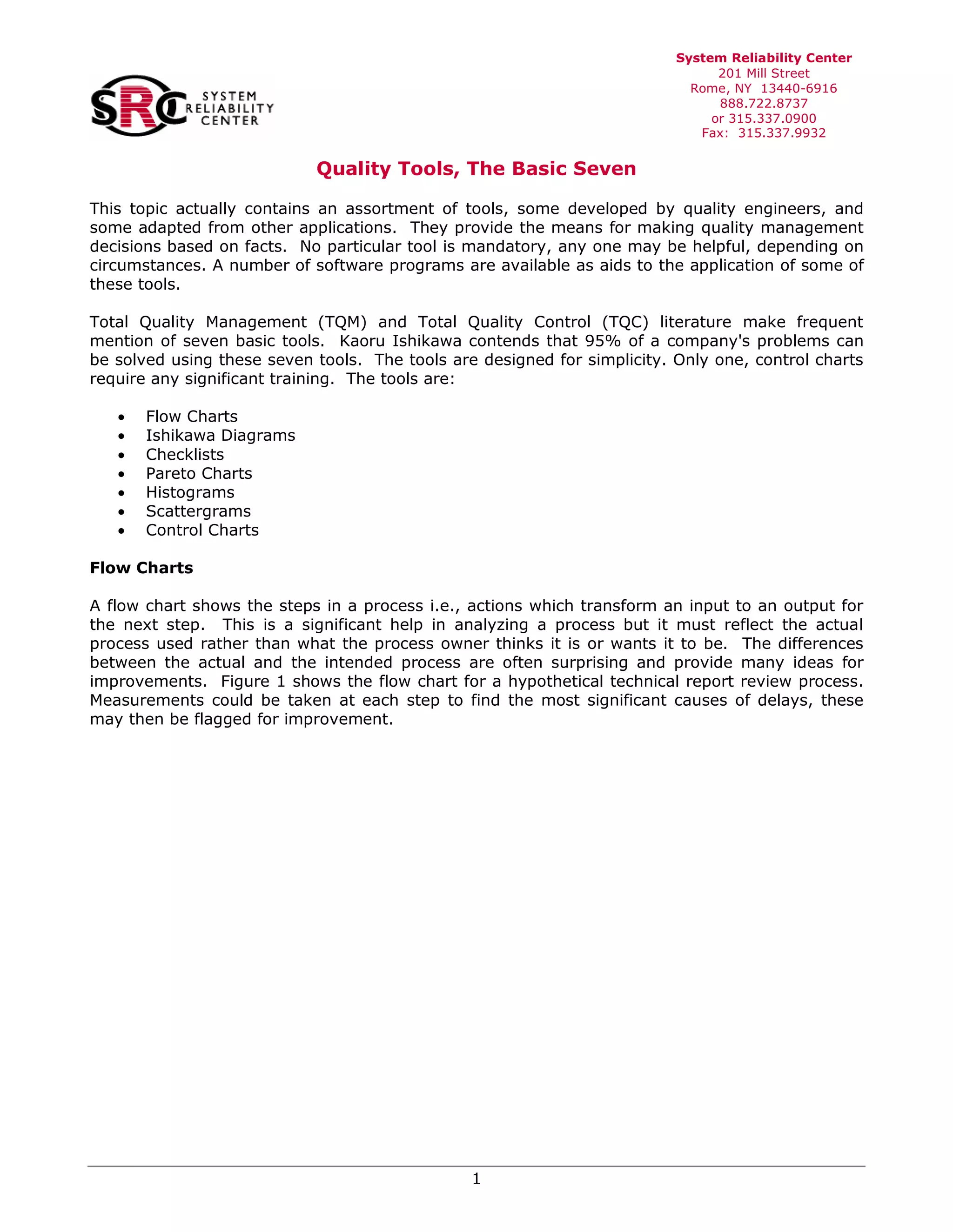 Production and Quality Tools: The Basic Seven Quality Tools | PDF