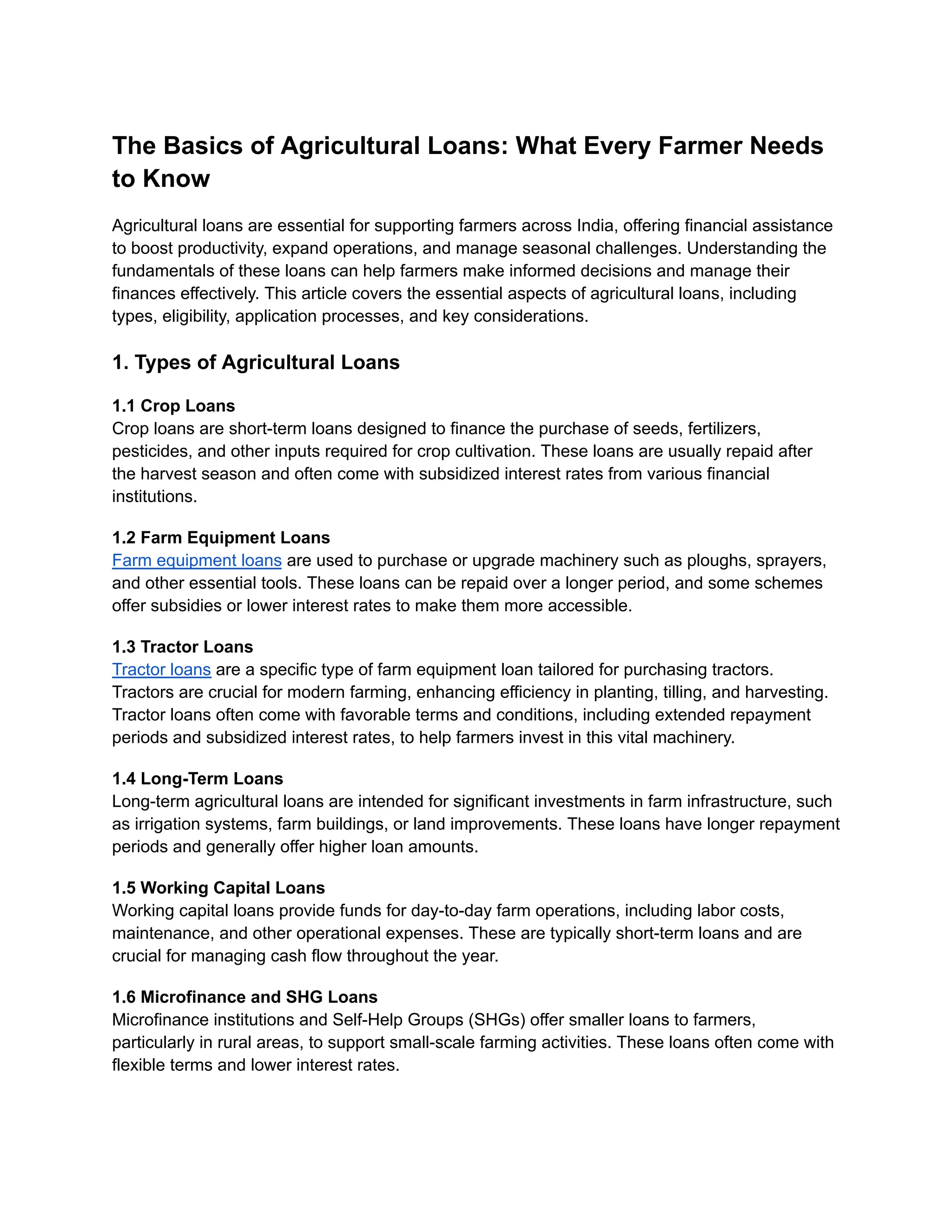 The Basics of Agricultural Loans: What Every Farmer Needs to Know | PDF