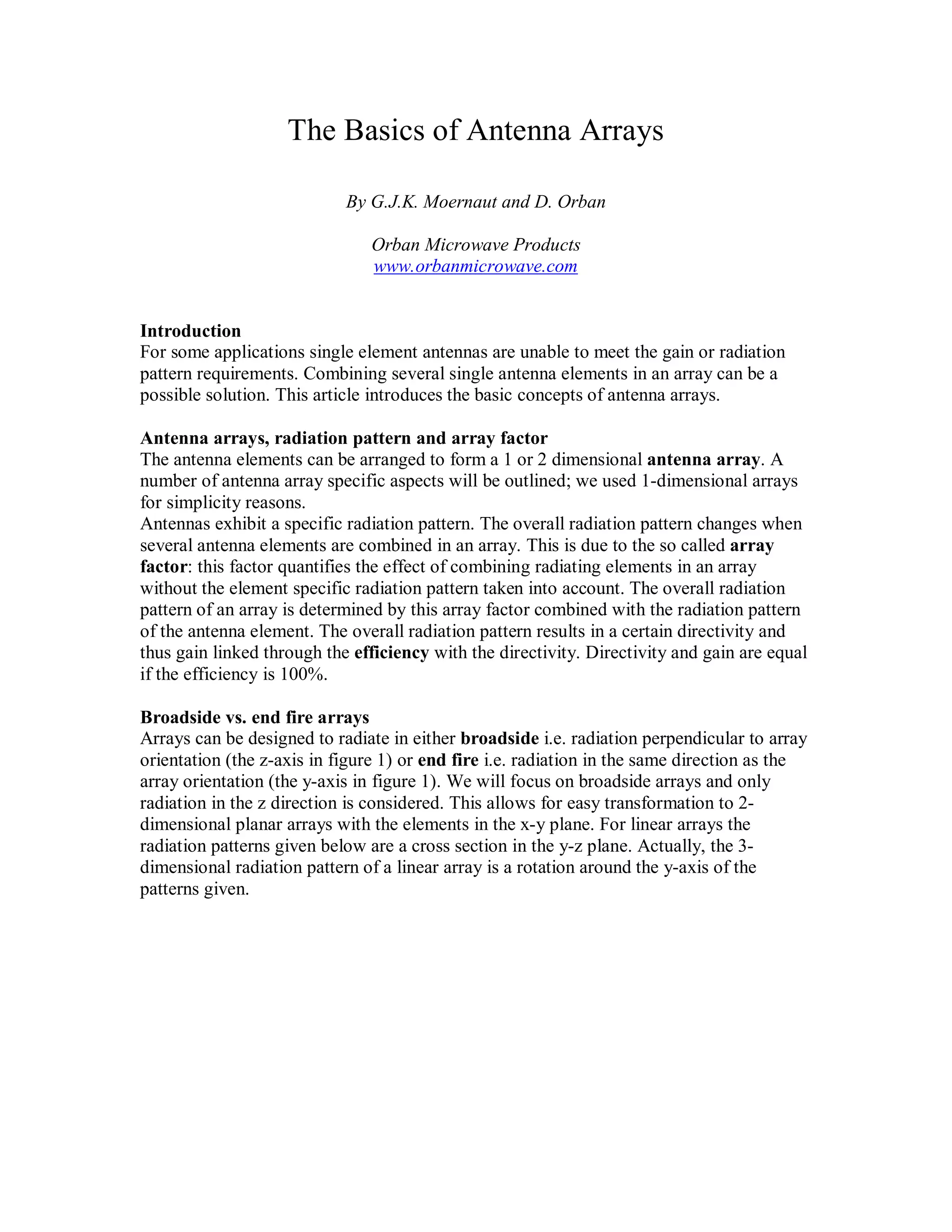 The basics of antenna arrays | PDF