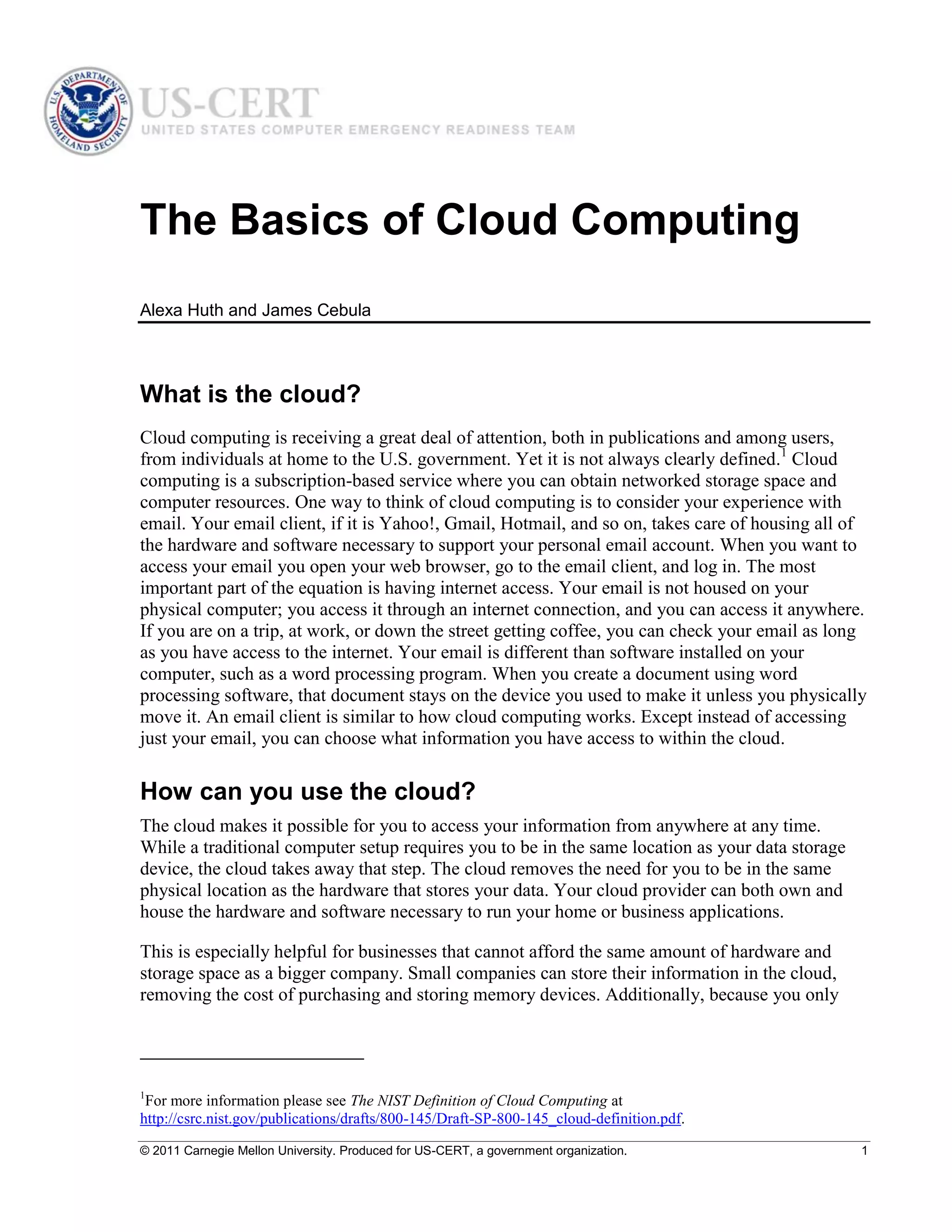 The Basics of Cloud Computing | PDF