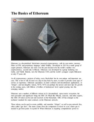 The basics of ethereum | DOCX